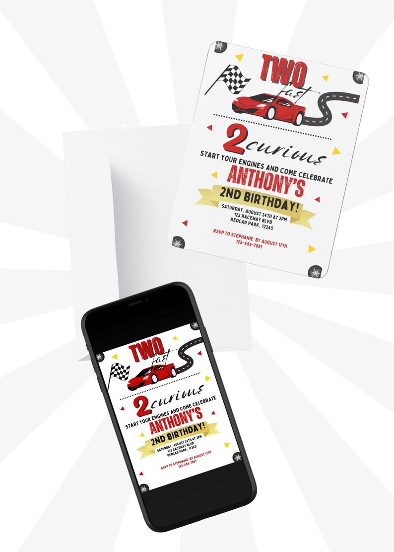 Two Fast 2 Curious Birthday Party Invitation - Etsy