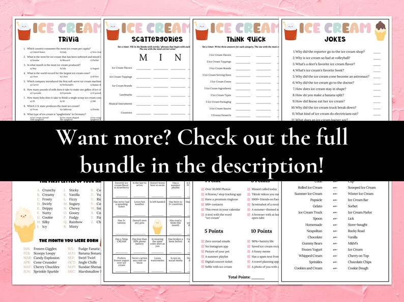 What's Your Ice Cream Name Game With Name Tags, Ice Cream Party Games ...