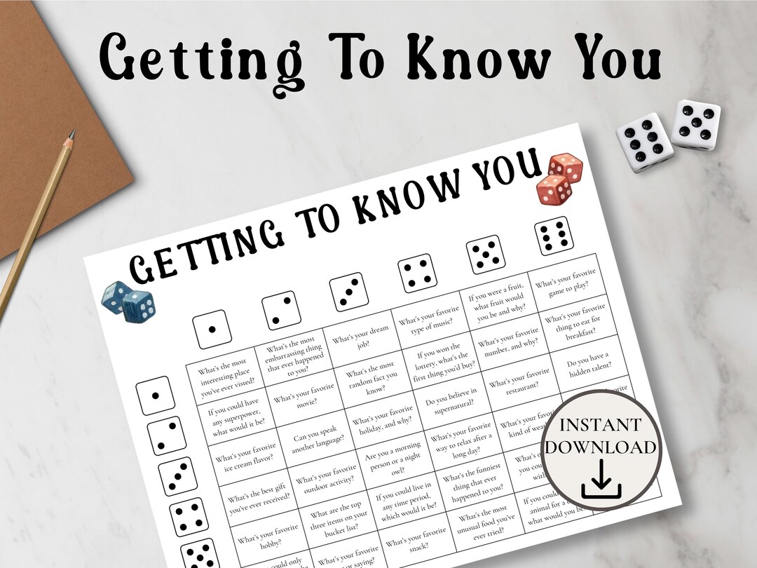 Getting to Know You Game, Dicebreaker Game, Team Building Game, Office ...
