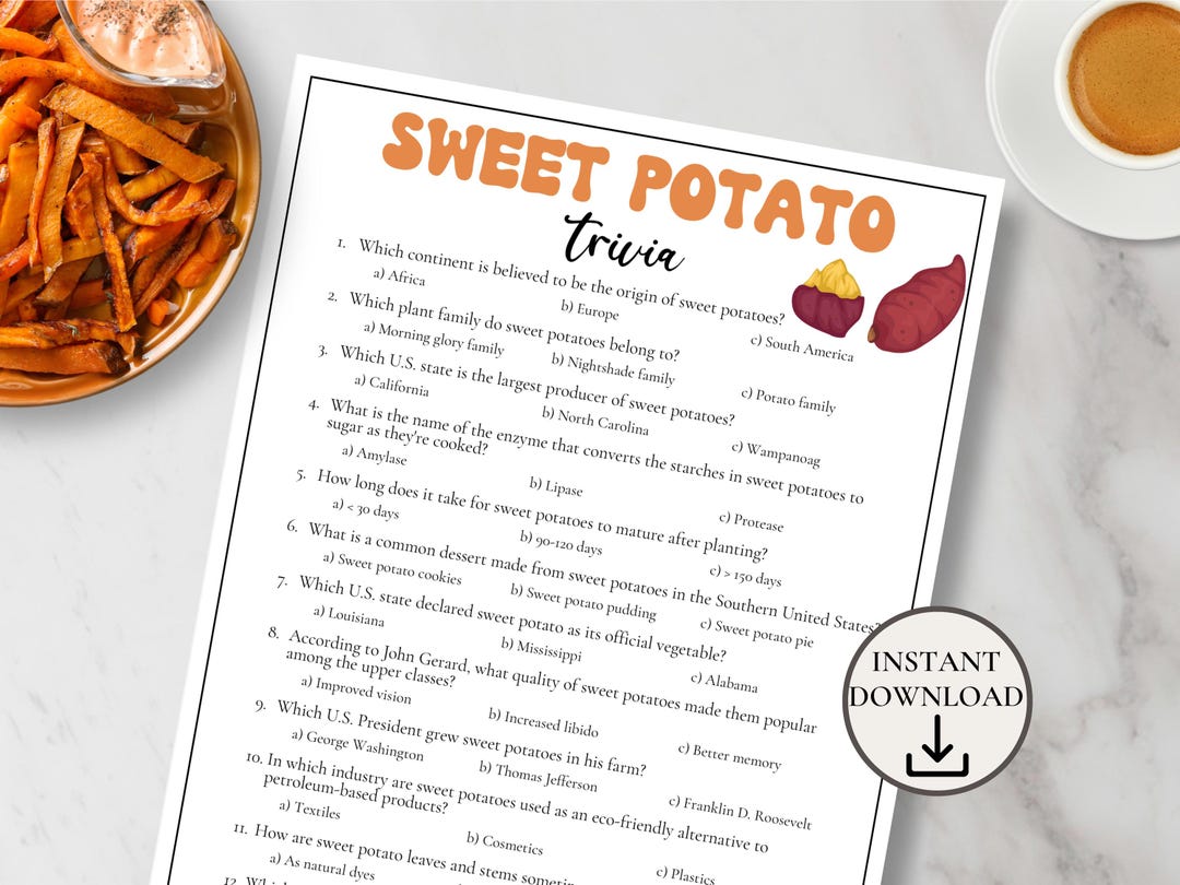Sweet Potato Trivia, Printable Kwanzaa Party Games for Kids & Adults ...