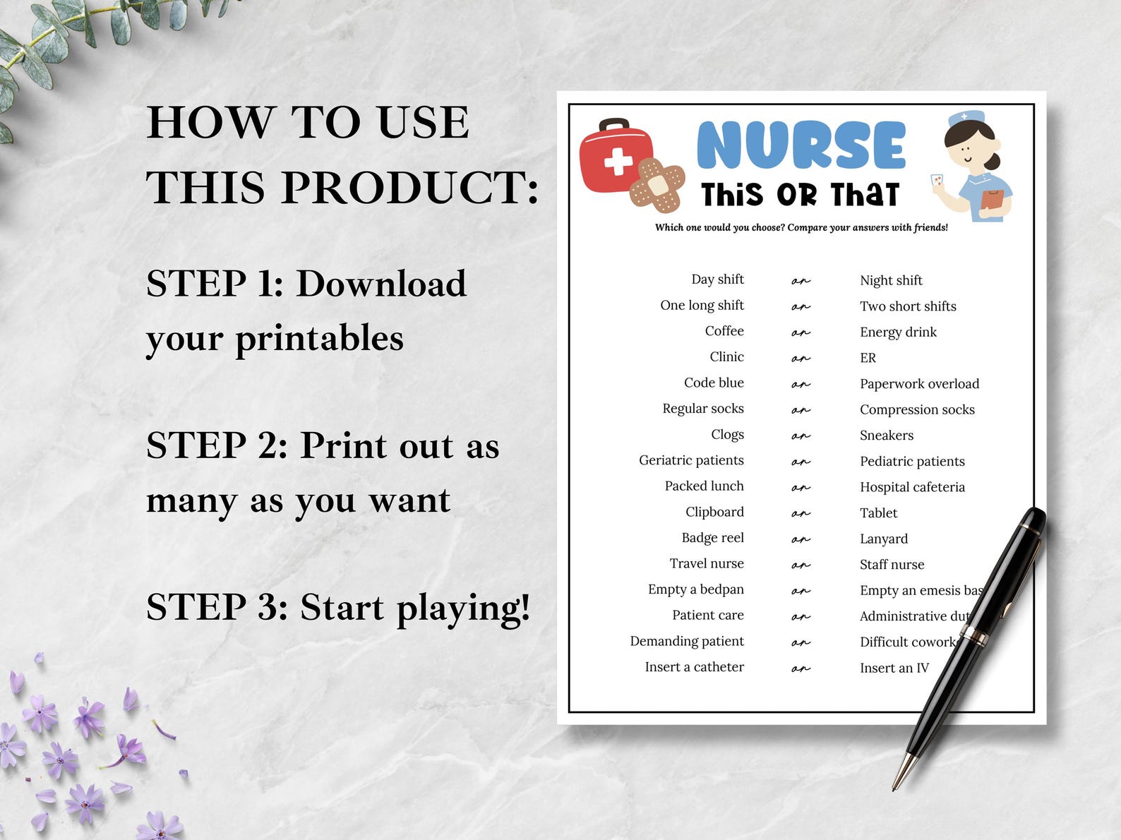 Nurse This or That Game, Printable Nurse Games, Nurse Appreciation Week ...
