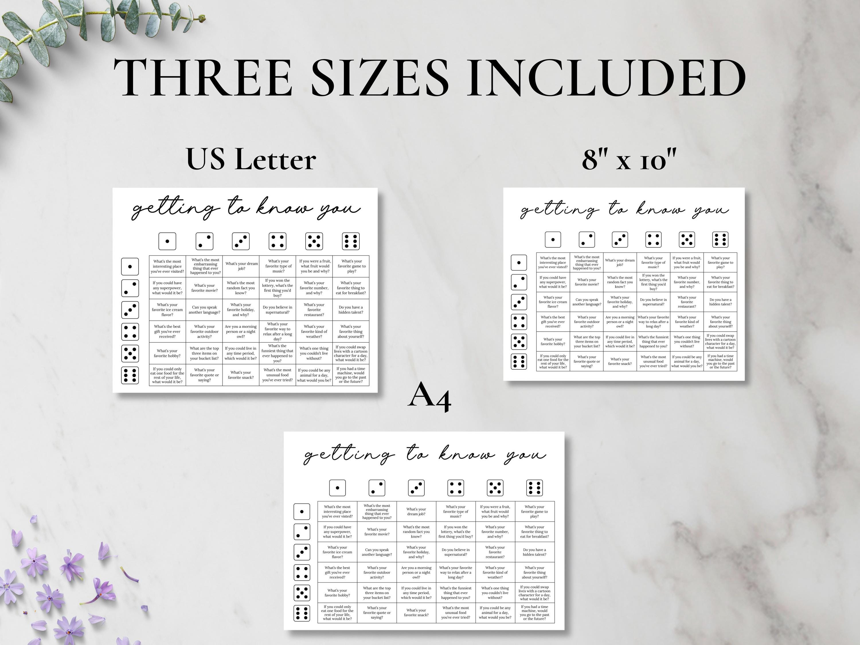 Getting to Know You Printable Game, Dicebreaker Roll and Tell Game ...