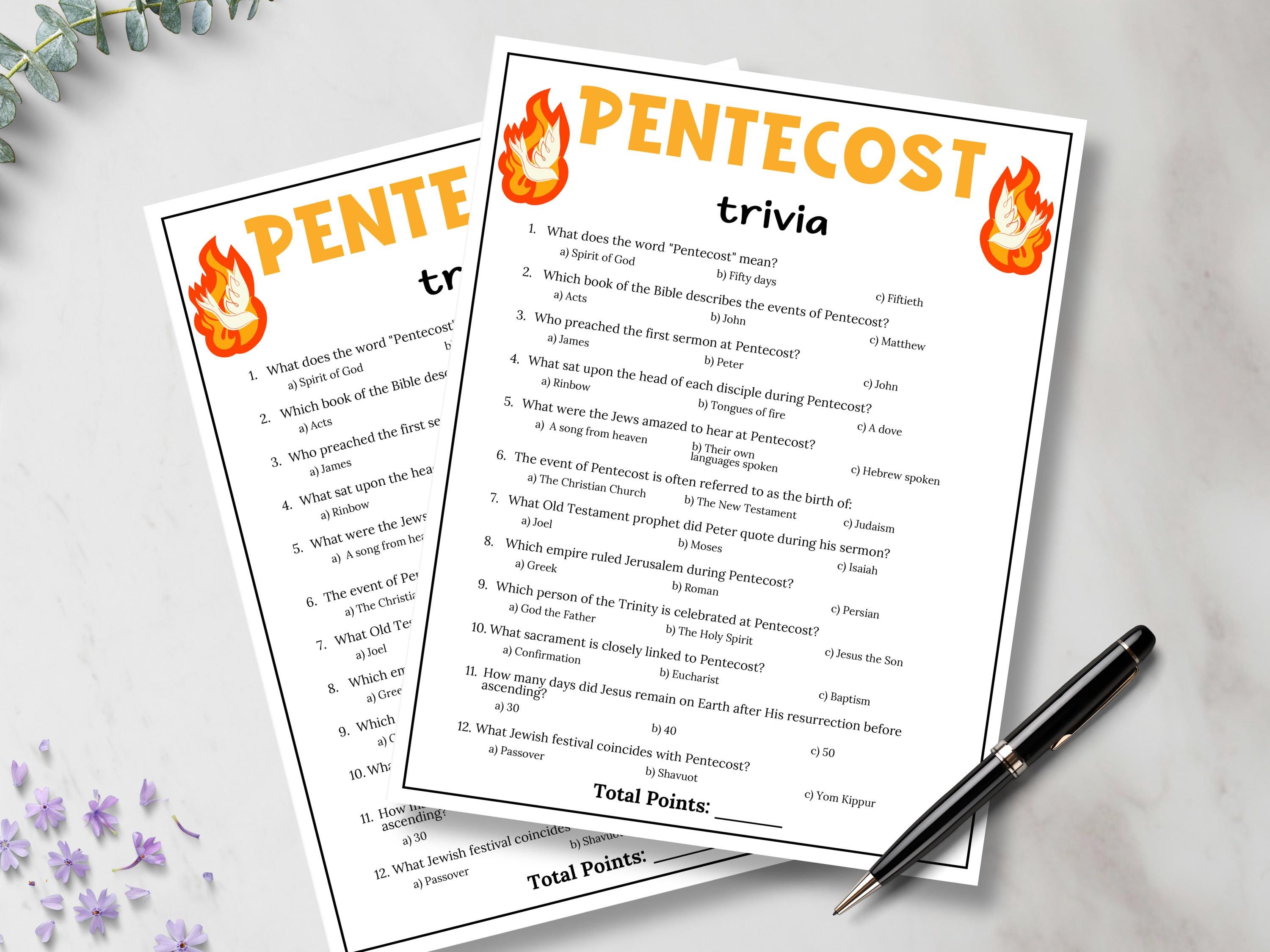 Pentecost Trivia Game, Printable Pentecost Game, Sunday School Games ...