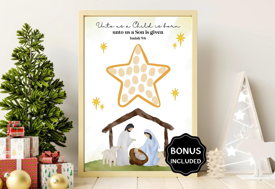 Nativity Fingerprint Craft, Nativity Scene Handprint Art, Christian ...
