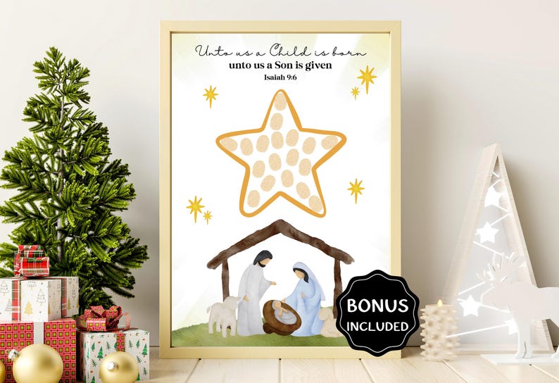 Nativity Fingerprint Craft, Nativity Scene Handprint Art, Christian ...