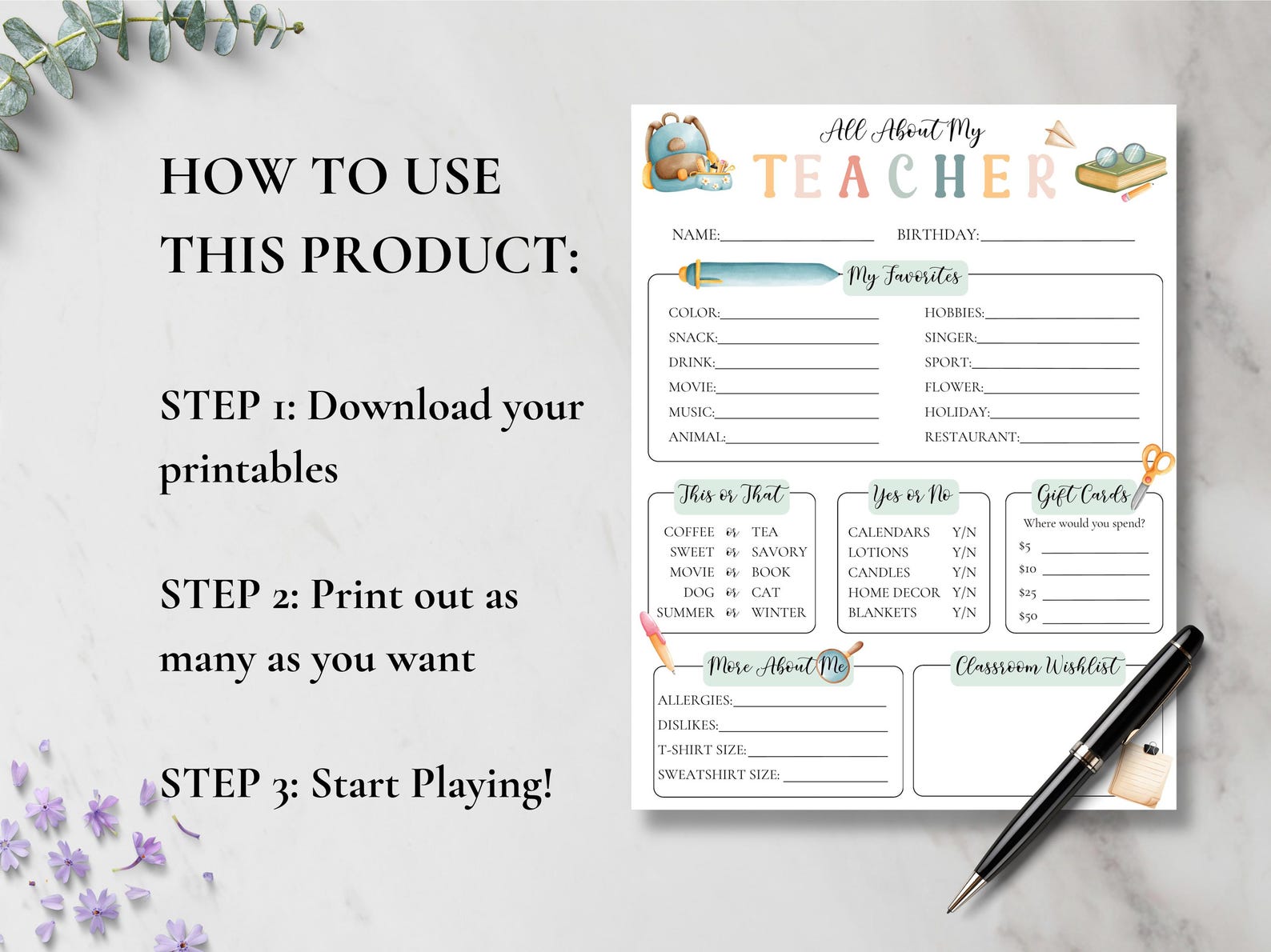 All About My Teacher, Get to Know My Teacher Questions, Teacher ...