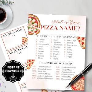 What's Your Pizza Name With Name Tags, Pizza Baby Shower Games, Pizza ...