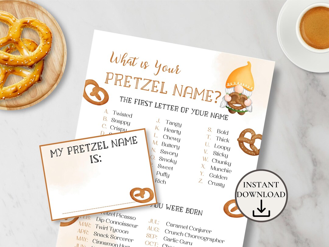 What's Your Pretzel Name Game With Name Tags, Oktoberfest Party Game ...
