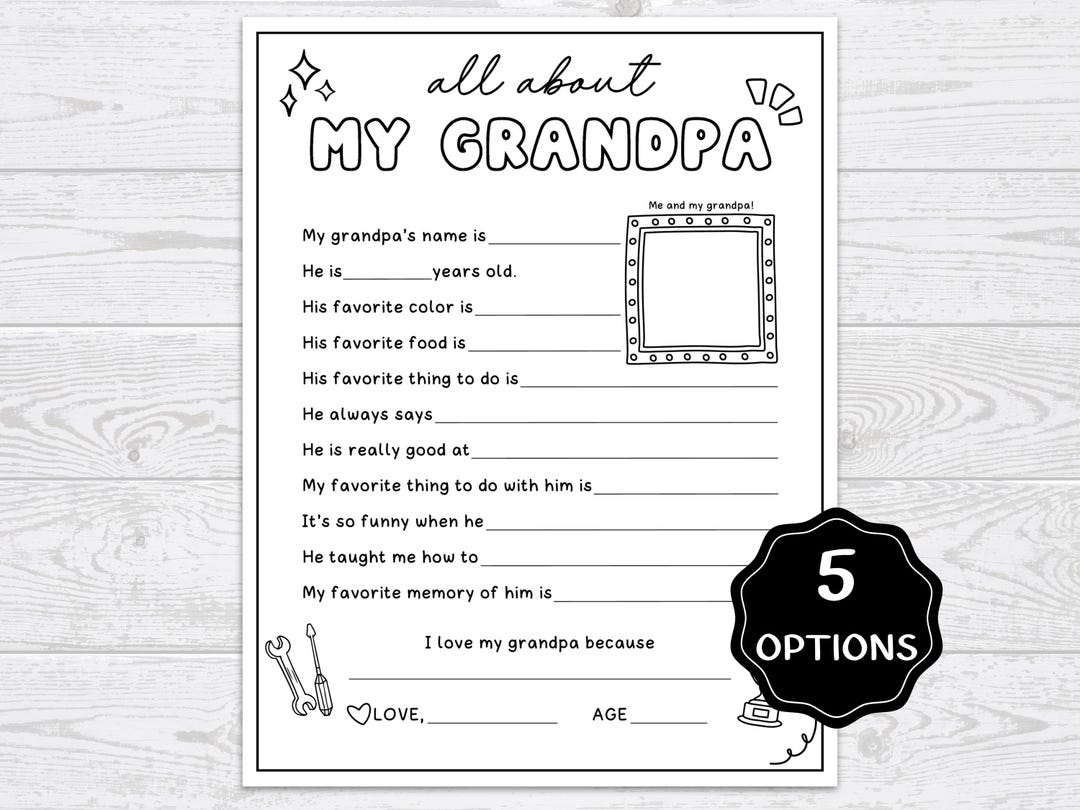 All About My Grandpa Questionnaire Printable, Grandparents' Day ...
