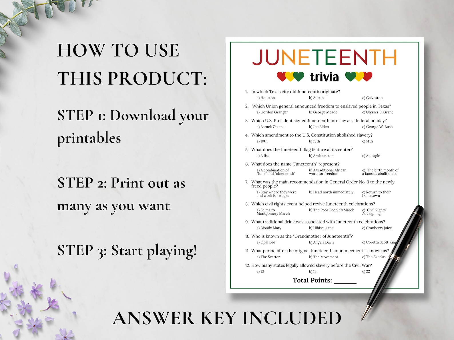 Juneteenth Trivia Game, Juneteenth Games Printable, Juneteenth ...
