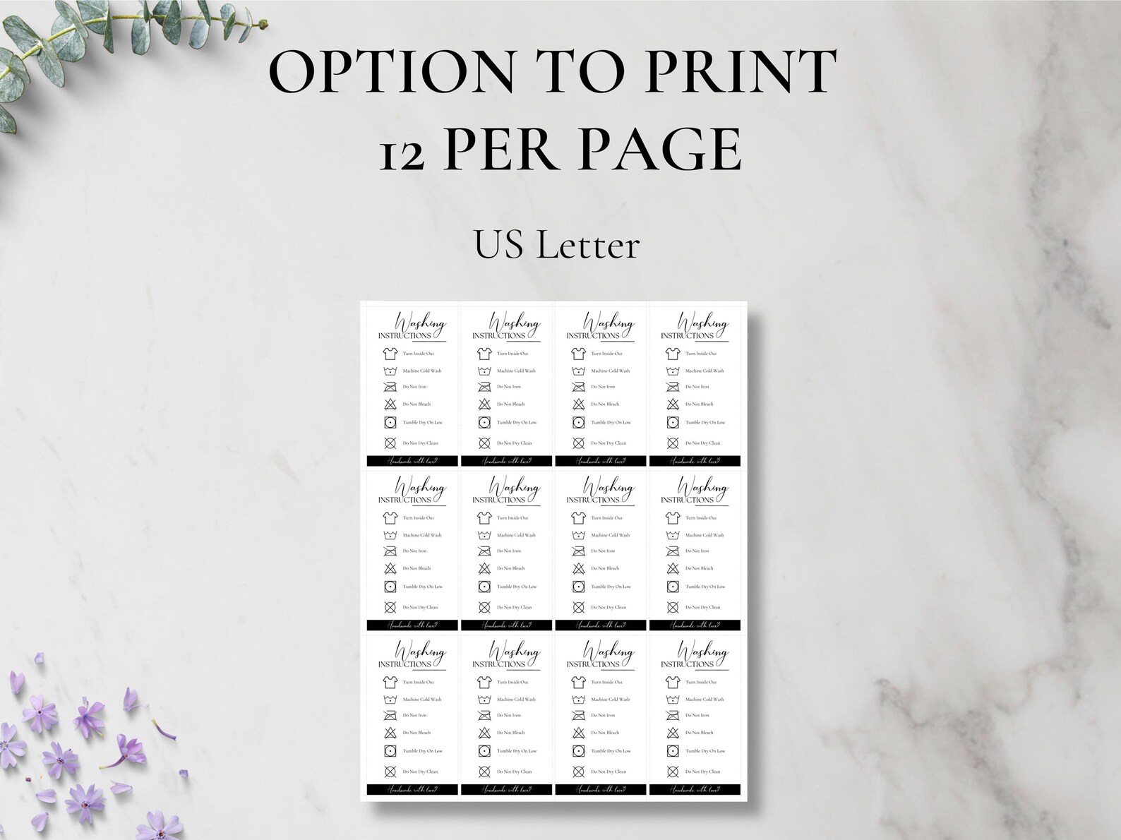 Washing Instruction Card, Printable T-shirt Care Card, Clothing Washing ...