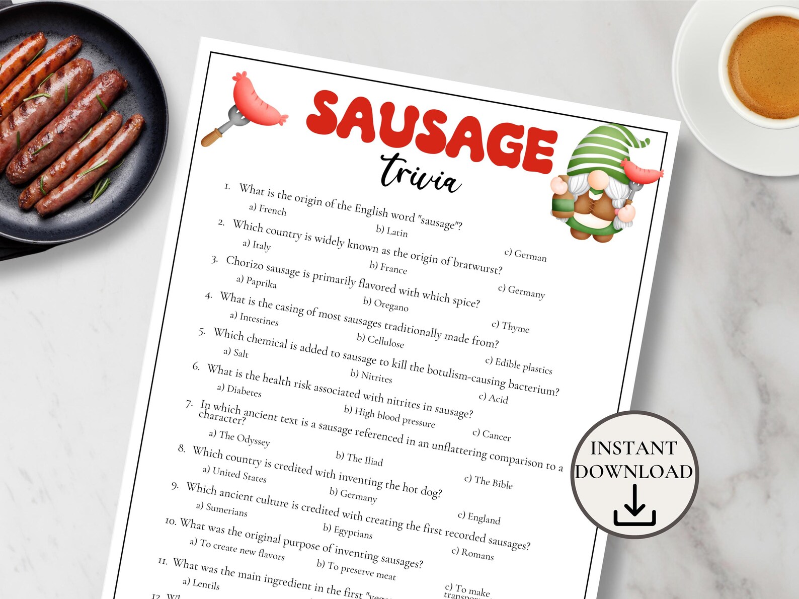 Sausage Trivia Game, Oktoberfest Party Game for Kids & Adults, German ...