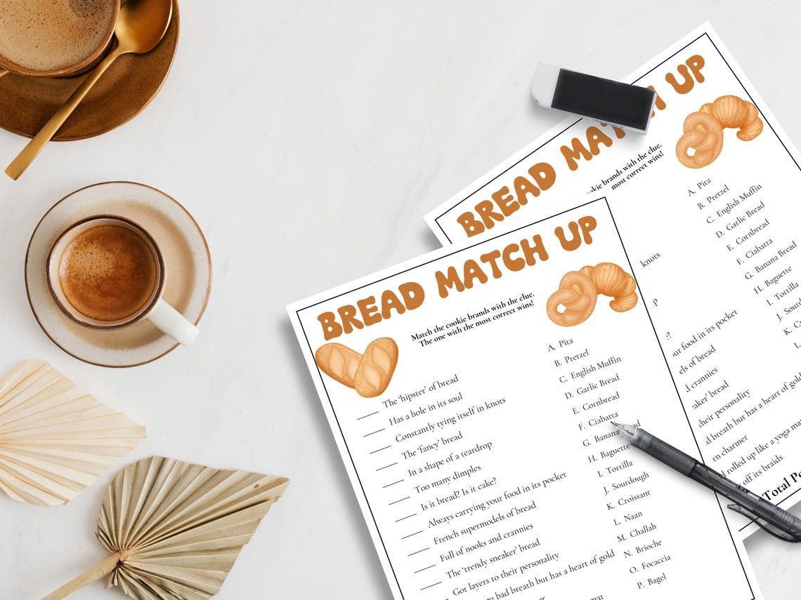 Bread Match up Game, Bread Themed Party Games, Baking Party Games for ...