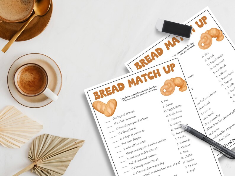 Bread Match up Game, Bread Themed Party Games, Baking Party Games for ...