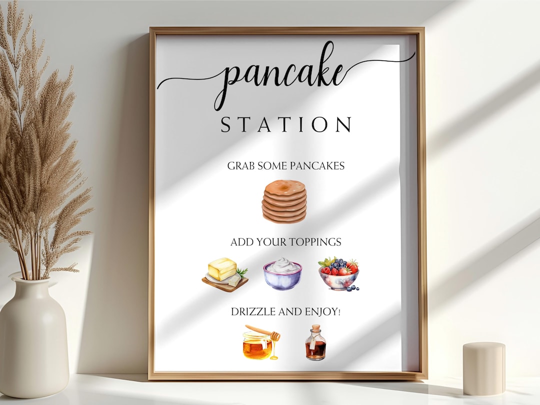 Pancake Bar Sign With Table Cards, Pancake Birthday Party, Pancakes and ...