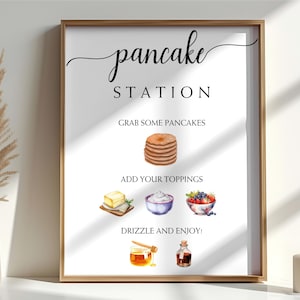 Pancake Bar Sign With Table Cards, Pancake Birthday Party, Pancakes and ...