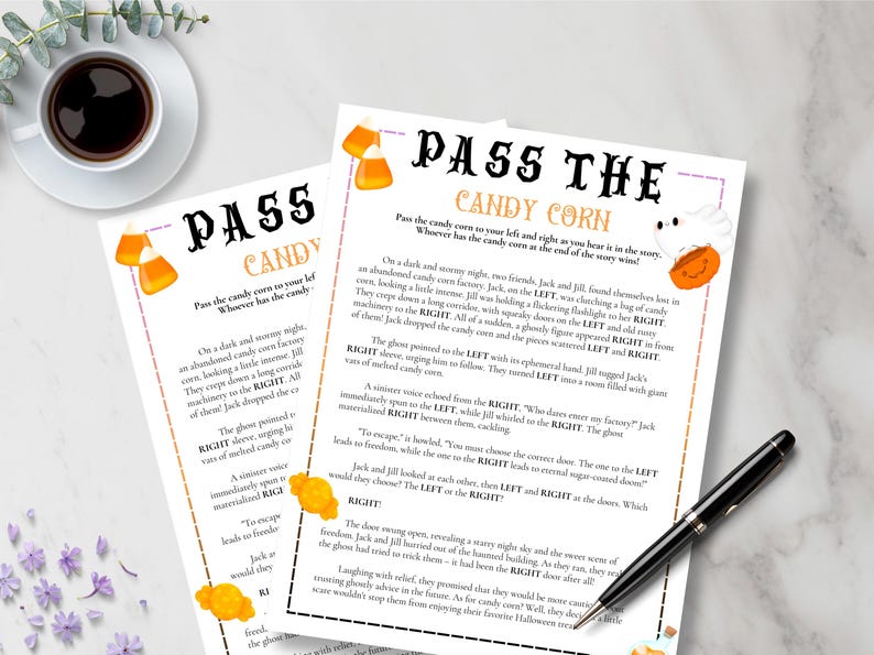 Pass the Candy Corn Halloween Left Right Game for Kids, Teens & Adults ...