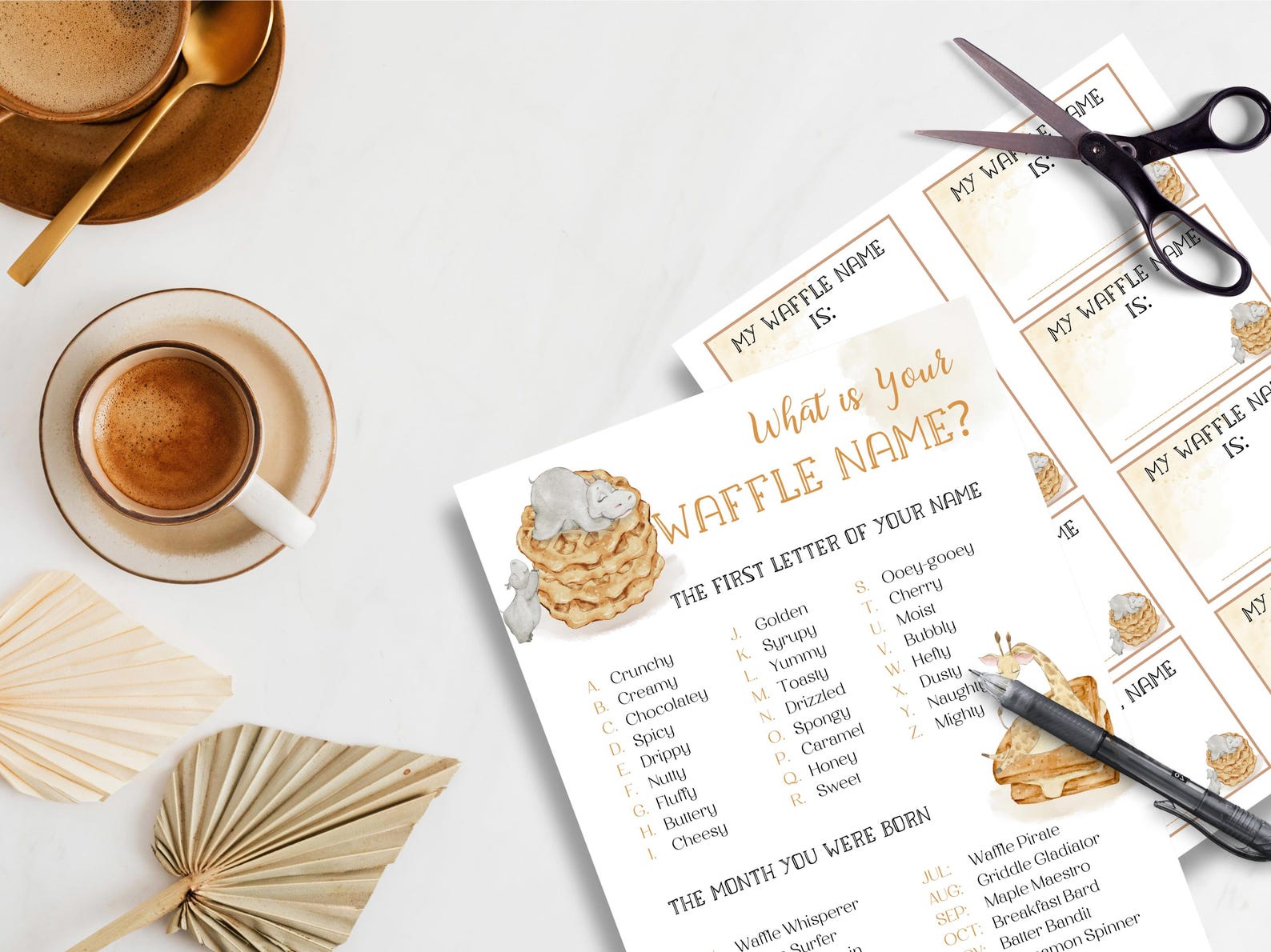 What's Your Waffle Name With Name Tags, Waffle Printable Game, Brunch ...