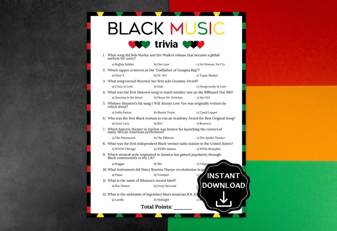 Black Music Trivia Game, Black History Trivia, Black History Month ...