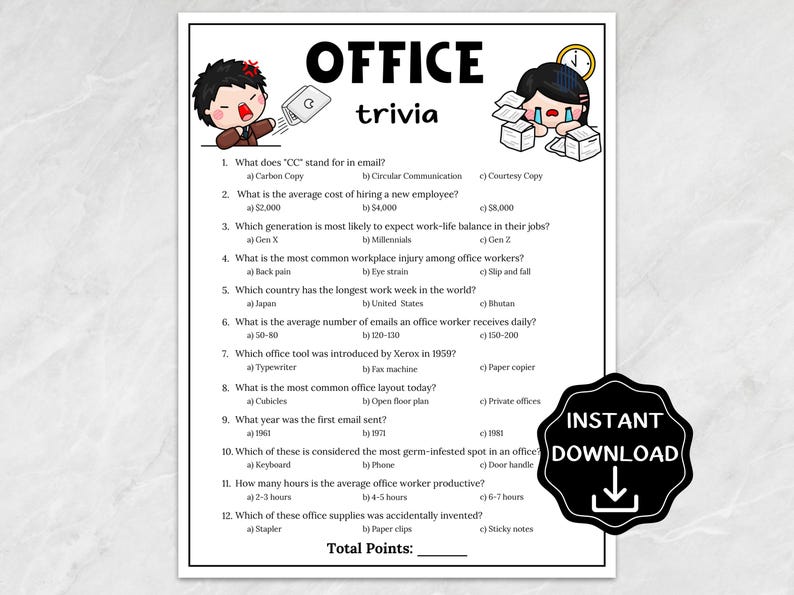 Office Trivia Game, Team Building Games, Happy Hour Office Party Ideas ...
