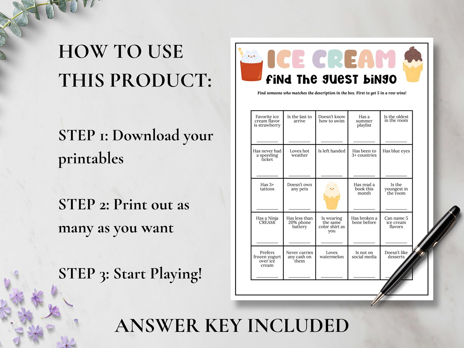 Ice Cream Games Bundle, Ice Cream Party Games, Ice Cream Day Activity ...