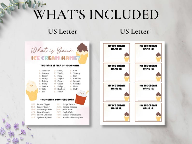 What's Your Ice Cream Name Game With Name Tags, Ice Cream Party Games ...