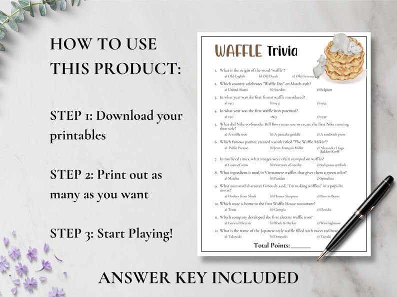 Waffle Trivia Game, Waffle Games, National Waffle Day Activities ...