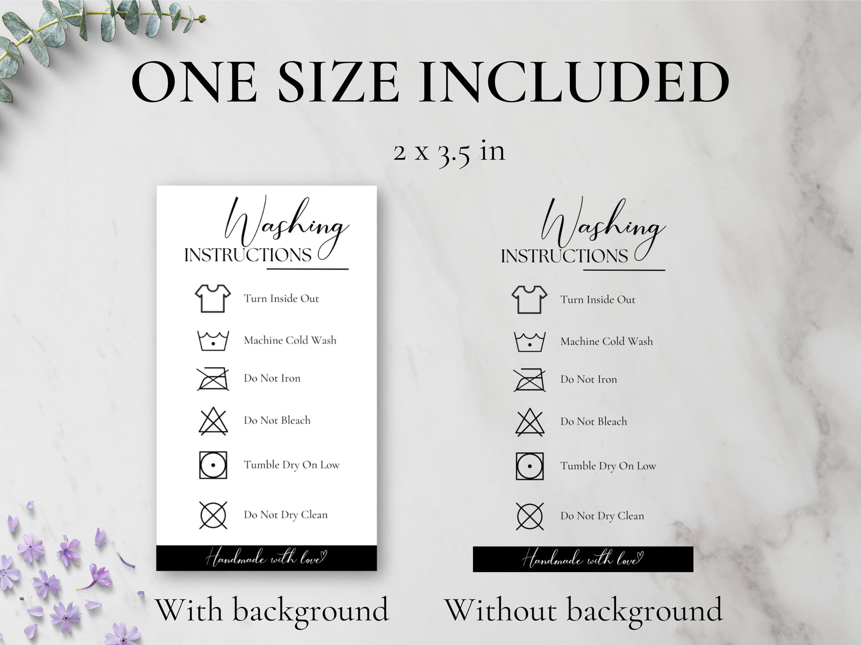 Washing Instruction Card, Printable T-shirt Care Card, Clothing Washing ...