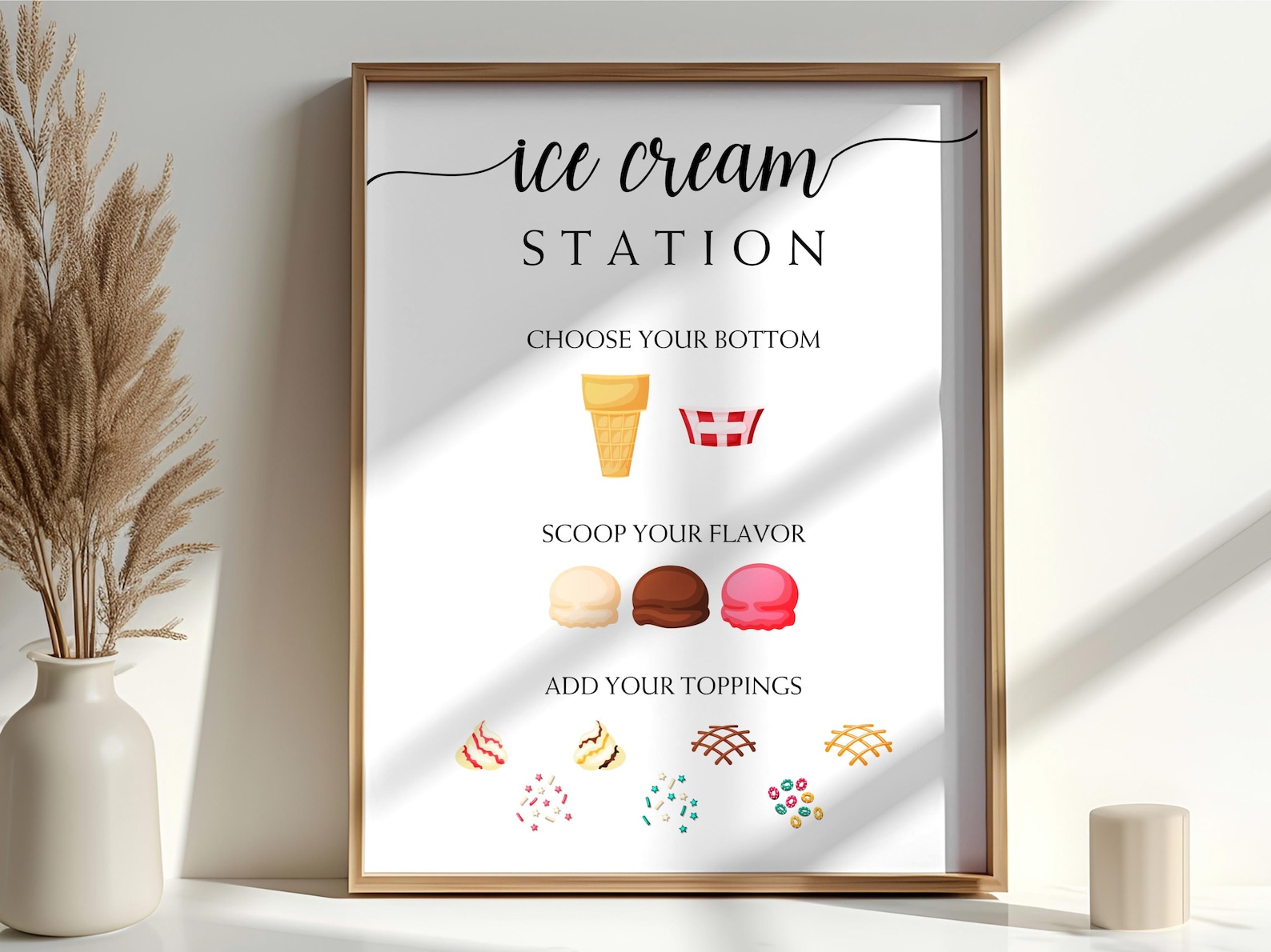 Ice Cream Bar Sign With Table Cards, Ice Cream Birthday Sign, Ice Cream ...