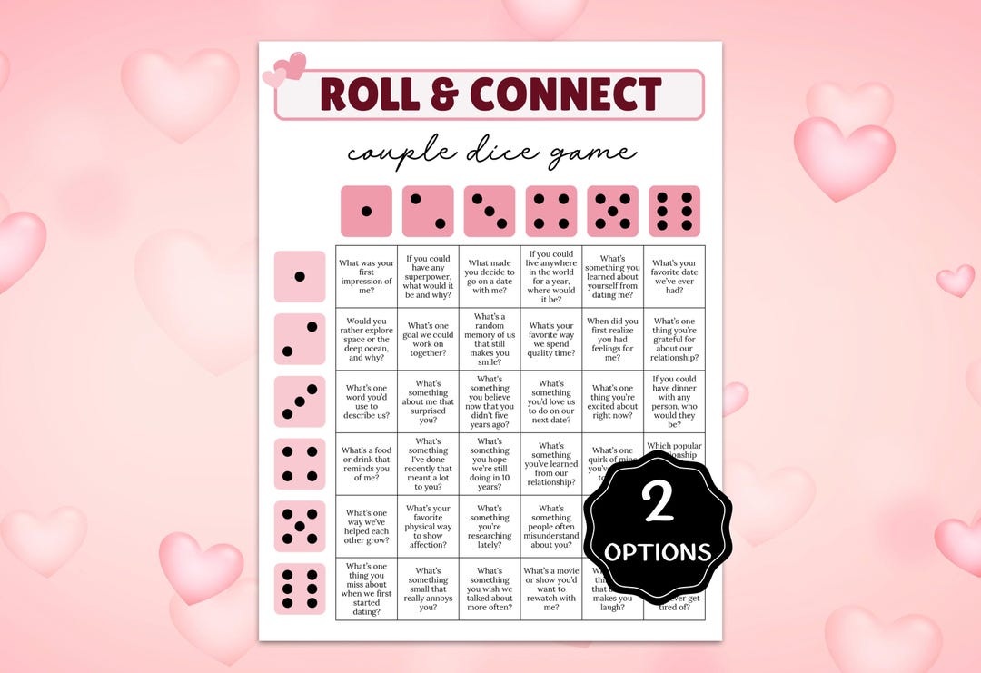 Couples Dice Game Printable, Couple Date Night Game, Romantic Gift for ...