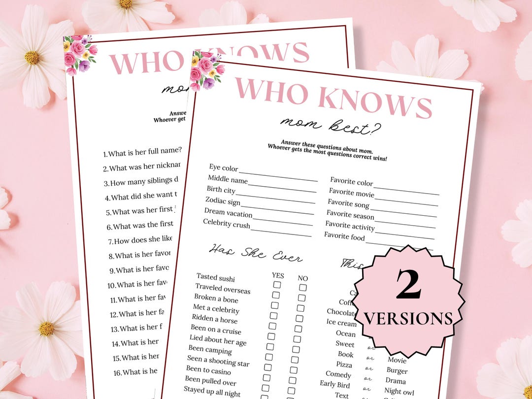 Who Knows Mom Best Game, How Well Do You Know Mommy, Mother's Day ...