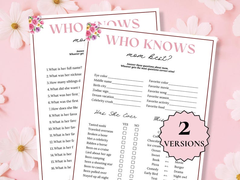 Who Knows Mom Best Game, How Well Do You Know Mommy, Mother's Day ...