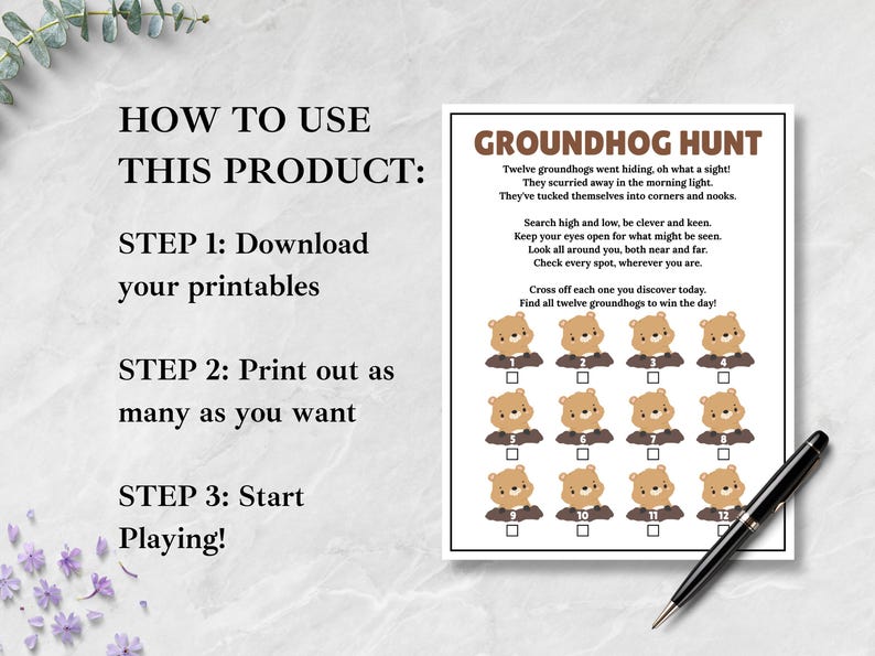 Groundhog Scavenger Hunt, Groundhog Day Game, Winter Scavenger Hunt for ...