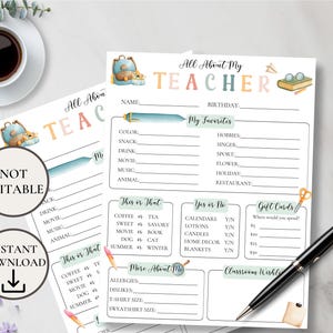 All About My Teacher Questionnaire, Get to Know My Teacher, Teacher ...