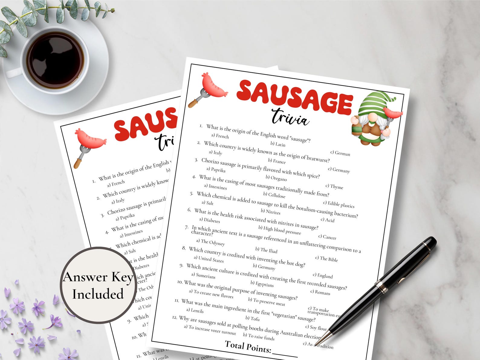 Sausage Trivia Game, Oktoberfest Party Game for Kids & Adults, German ...