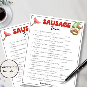 Sausage Trivia Game, Oktoberfest Party Game for Kids & Adults, German ...
