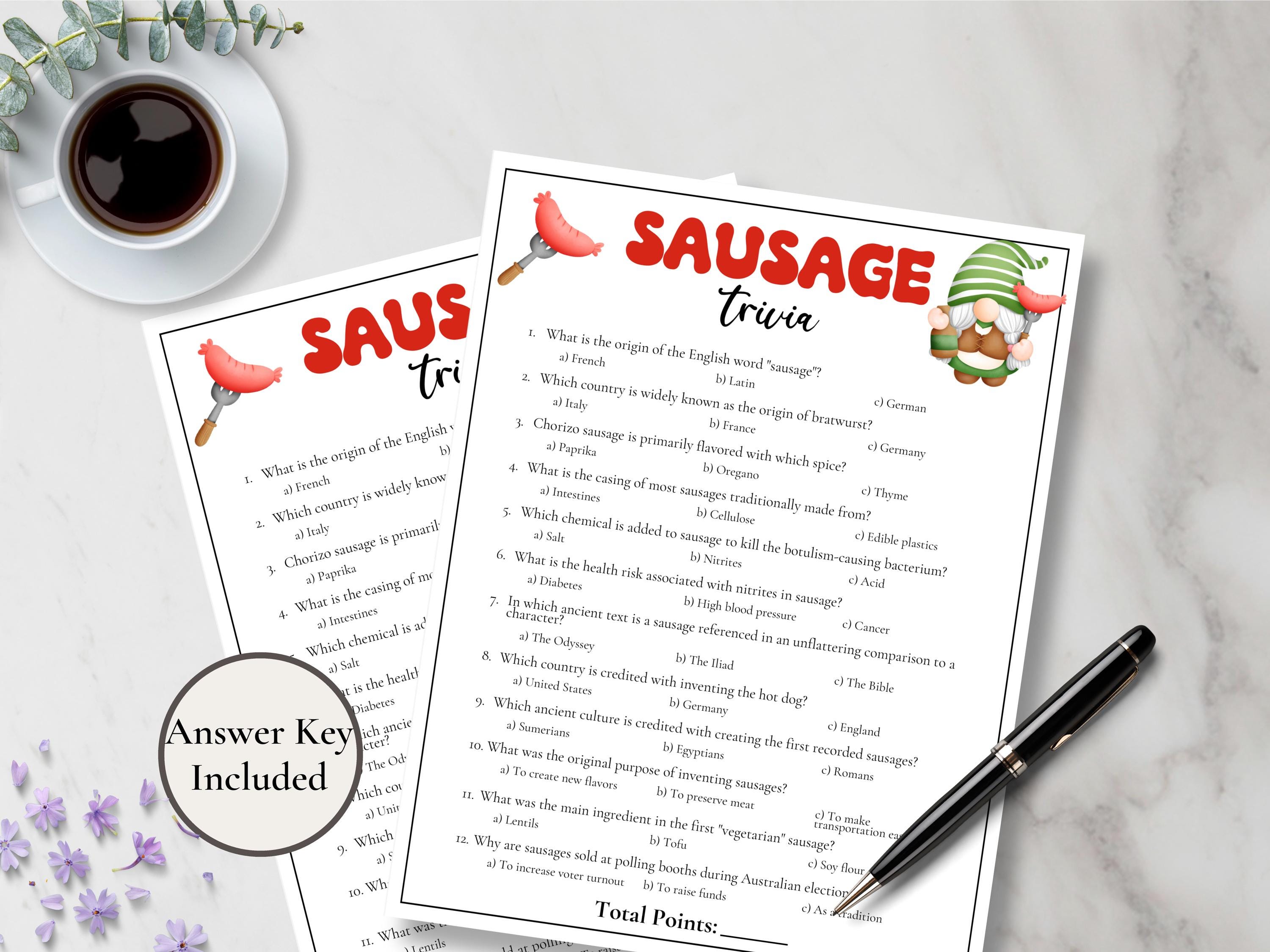 Sausage Trivia Game, Oktoberfest Party Game for Kids & Adults, German ...