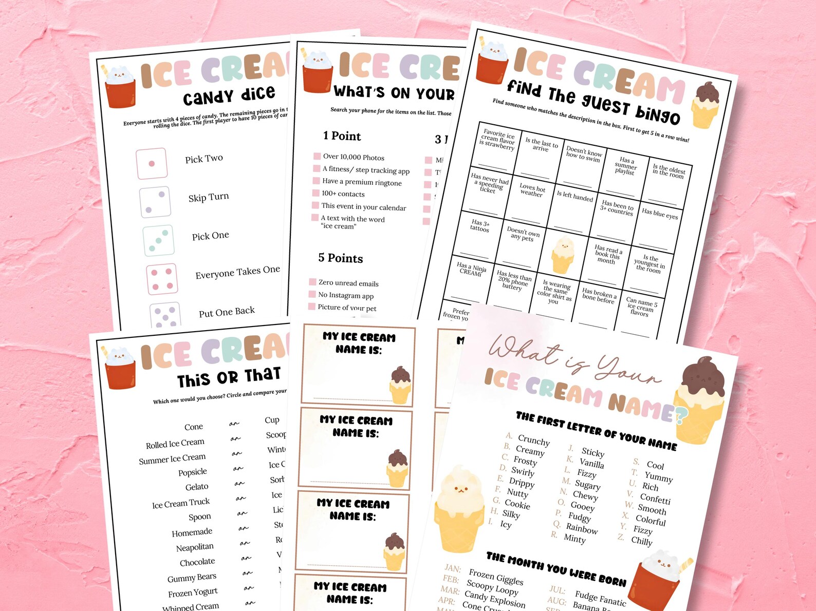 Ice Cream Games Bundle, Ice Cream Party Games, Ice Cream Day Activity ...