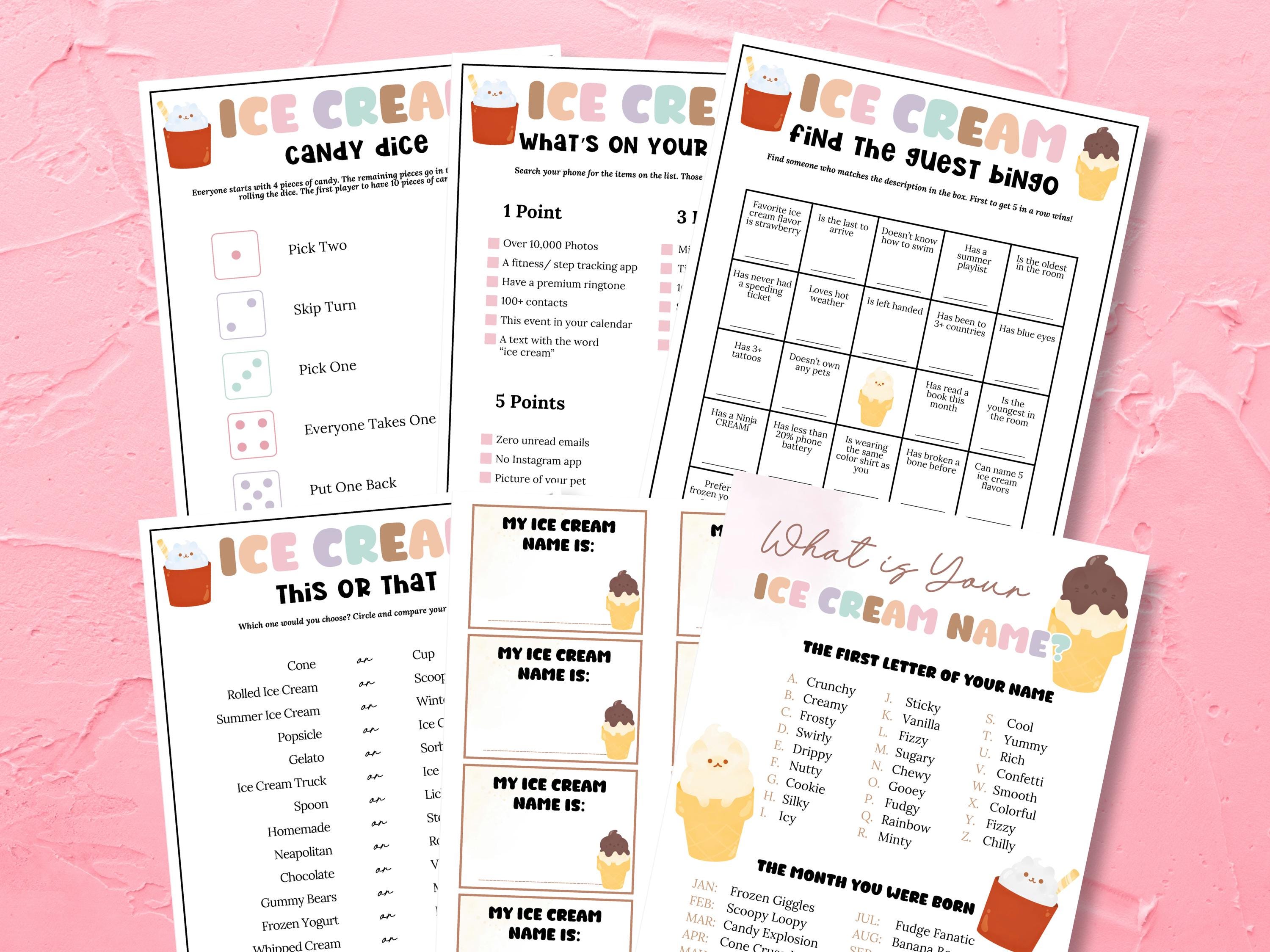 Ice Cream Games Bundle, Ice Cream Party Games, Ice Cream Day Activity ...