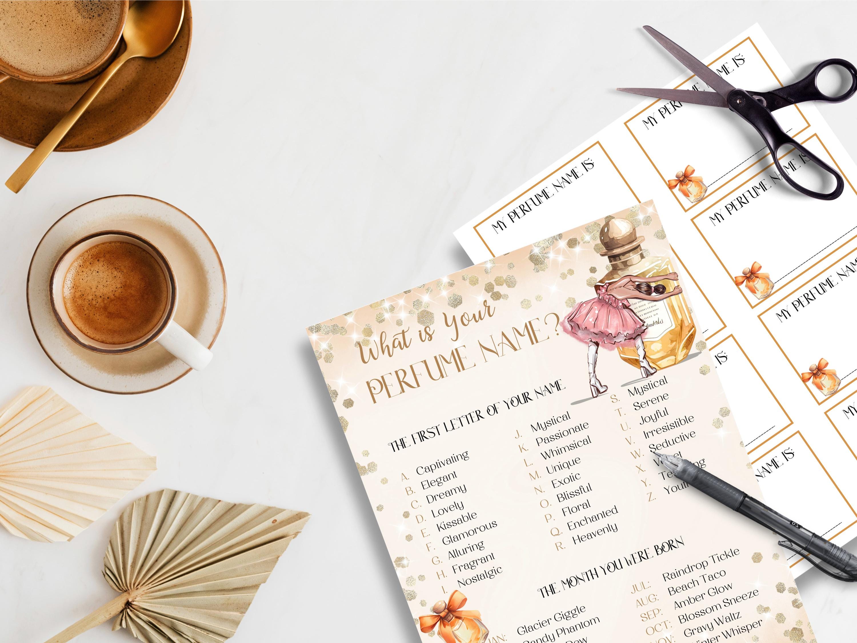 What's Your Perfume Name Game With Name Tags, Printable Fragrance Party ...