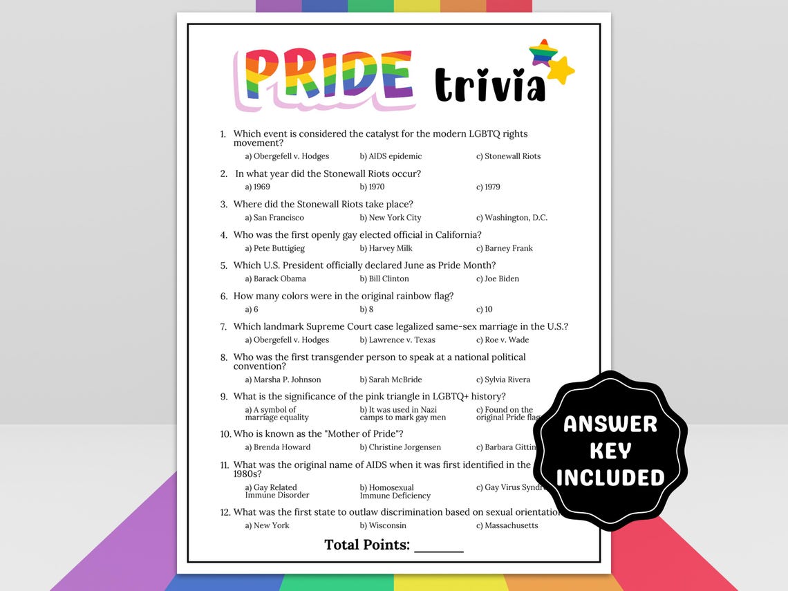 Pride Month Trivia Game, Pride Games for Work, Pride Party Ideas, Gay ...