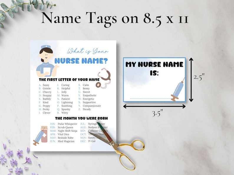 What's Your Nurse Name Game With Name Tags, Printable Nurse Games ...