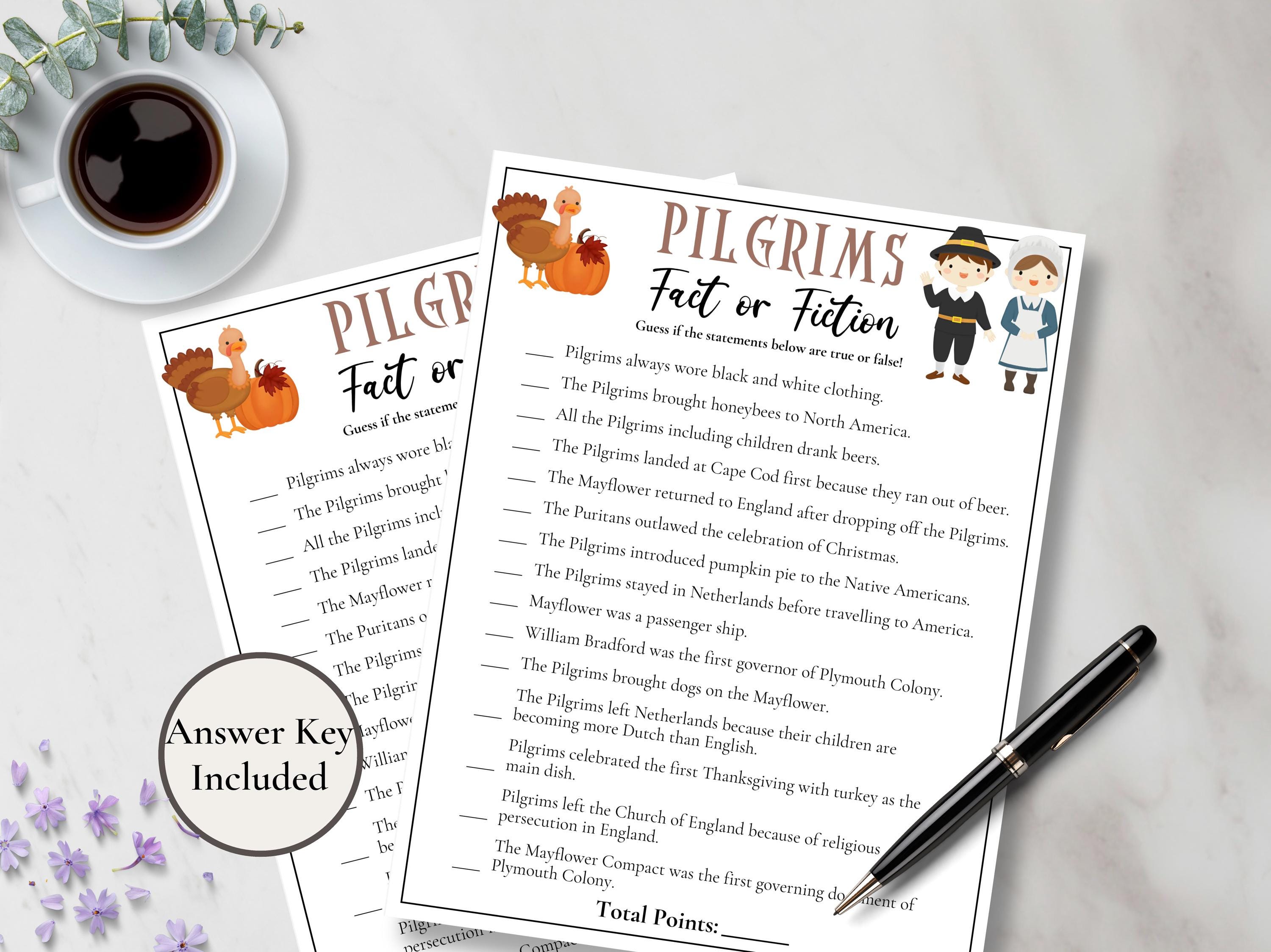 Pilgrims Fact or Fiction Game, Friendsgiving Party Game, Thanksgiving ...