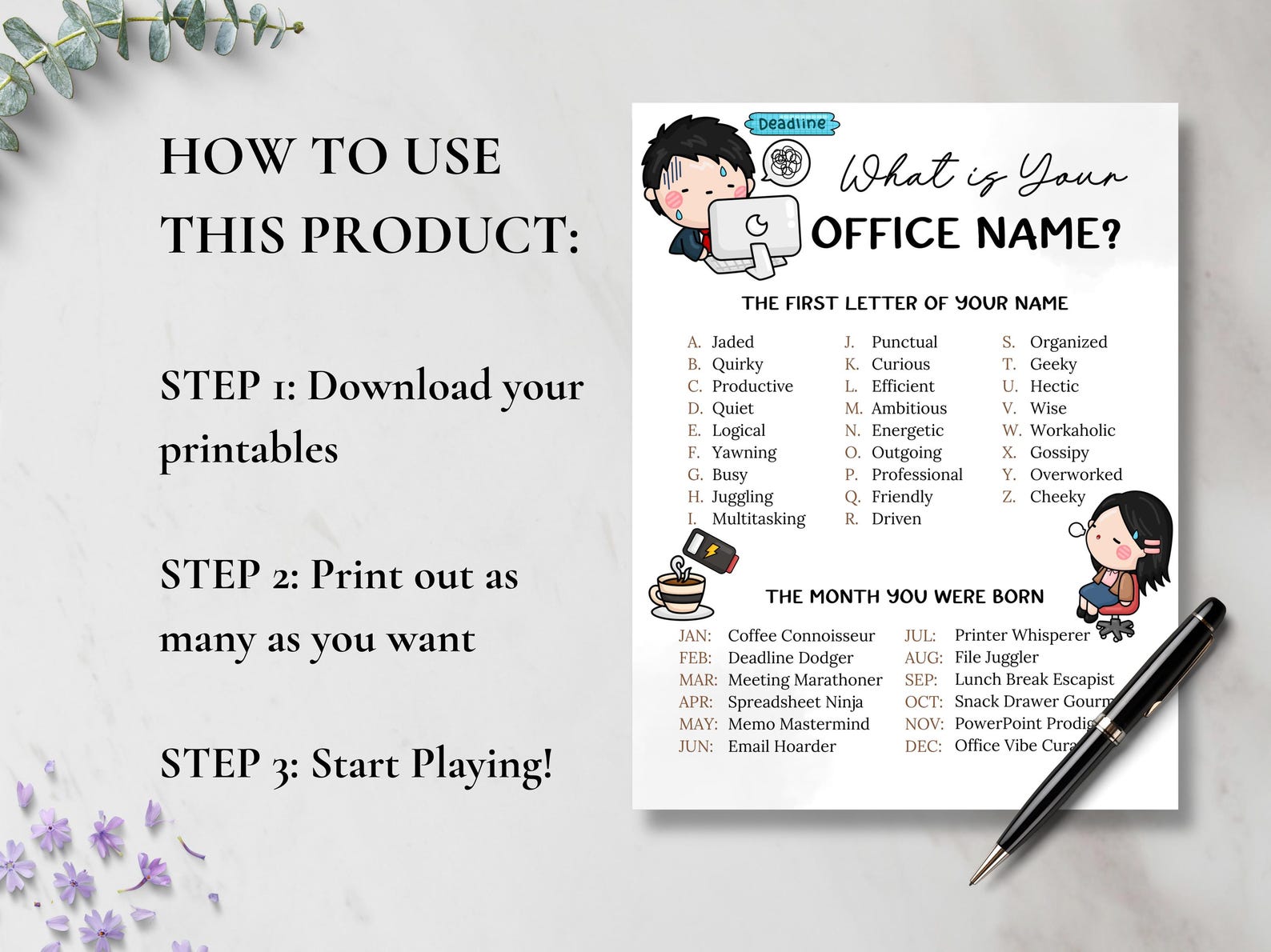 What's Your Office Name Game With Name Tags, Printable Office Party ...