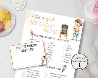 What is Your Ice Cream Name Game - Etsy