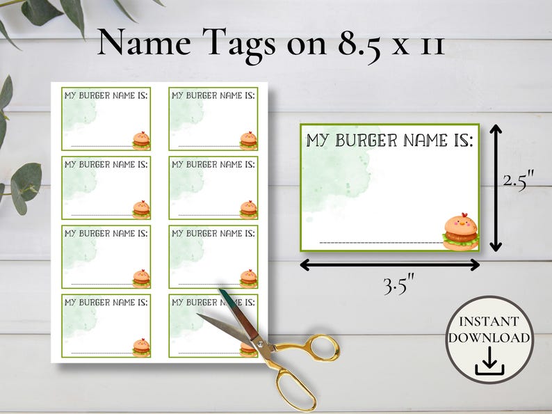 What's Your Burger Name With Name Tags, BBQ Party Game, BBQ Baby Shower ...