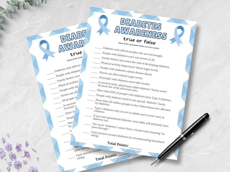 Diabetes Awareness Trivia Game, Diabetes Day Activity for Kids & Adults ...