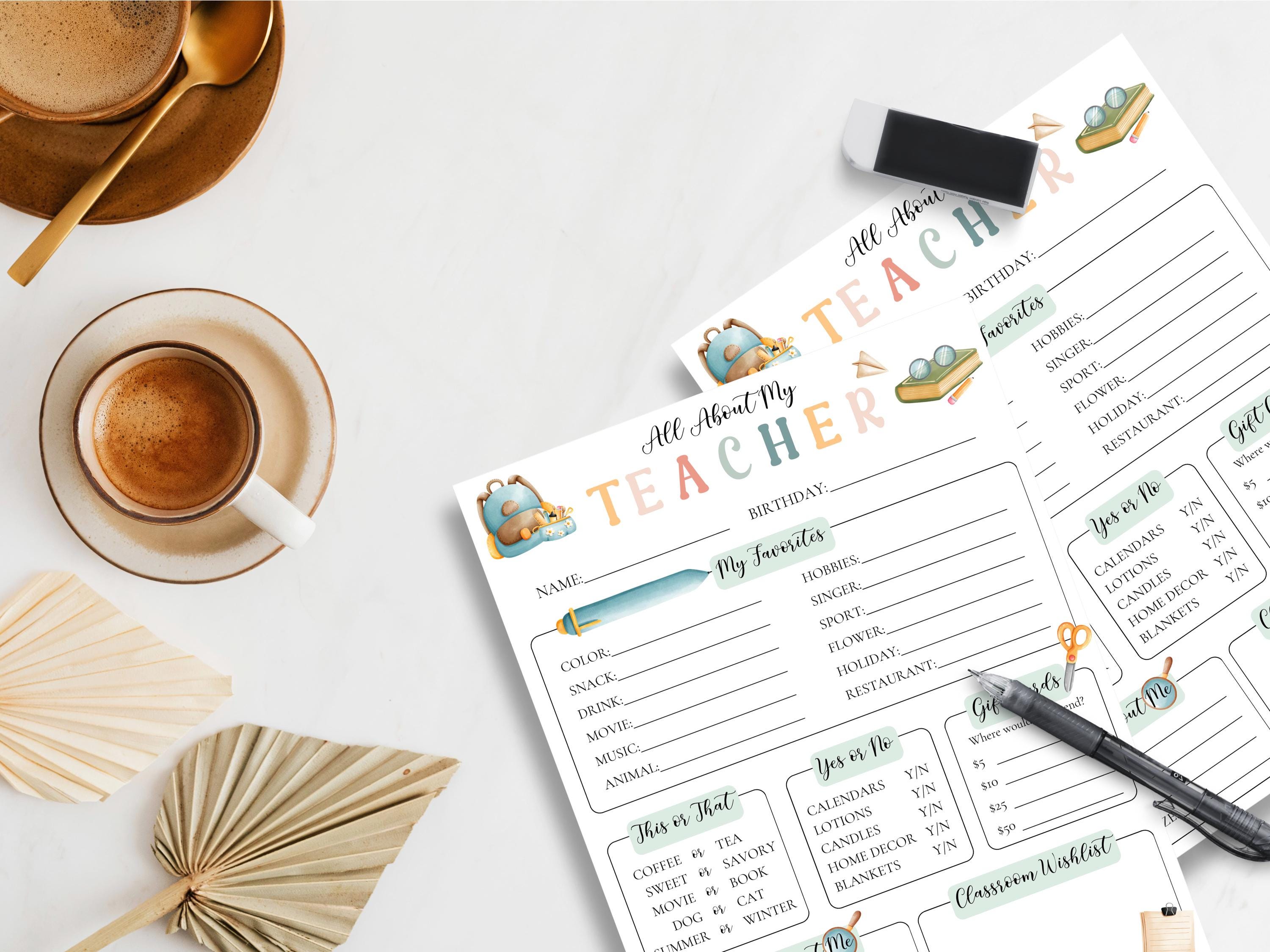 All About My Teacher Questionnaire, Get to Know My Teacher, Teacher ...