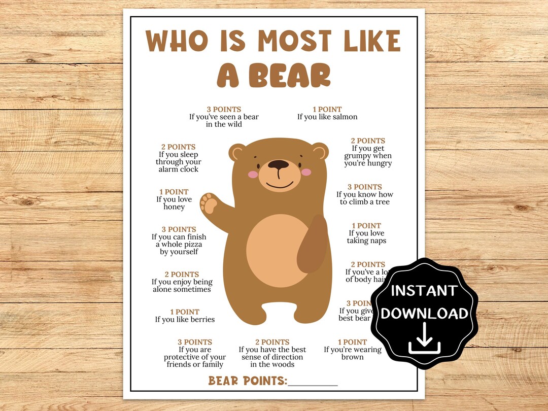 Camping Who is Most Like a Bear, Camping Games for Kids & Adults ...