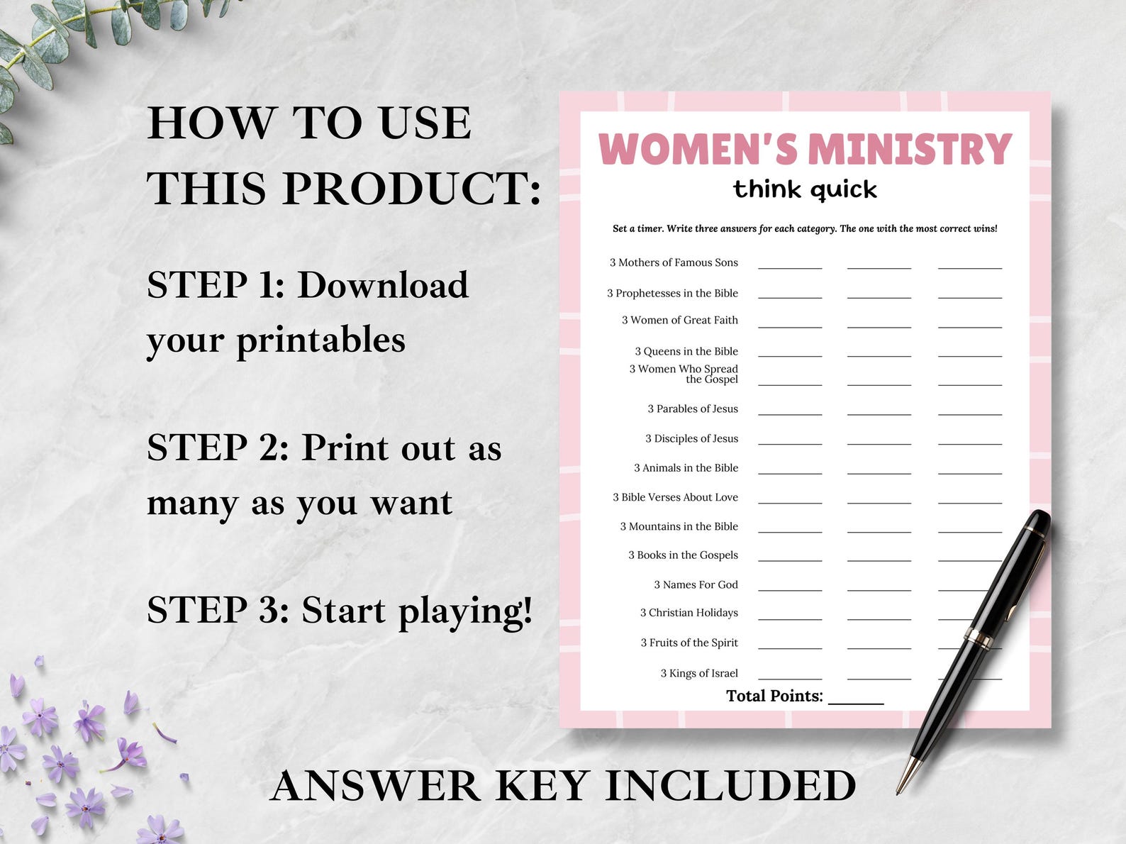 Women's Ministry Game, Bible Trivia Game, Christian Icebreaker Game ...